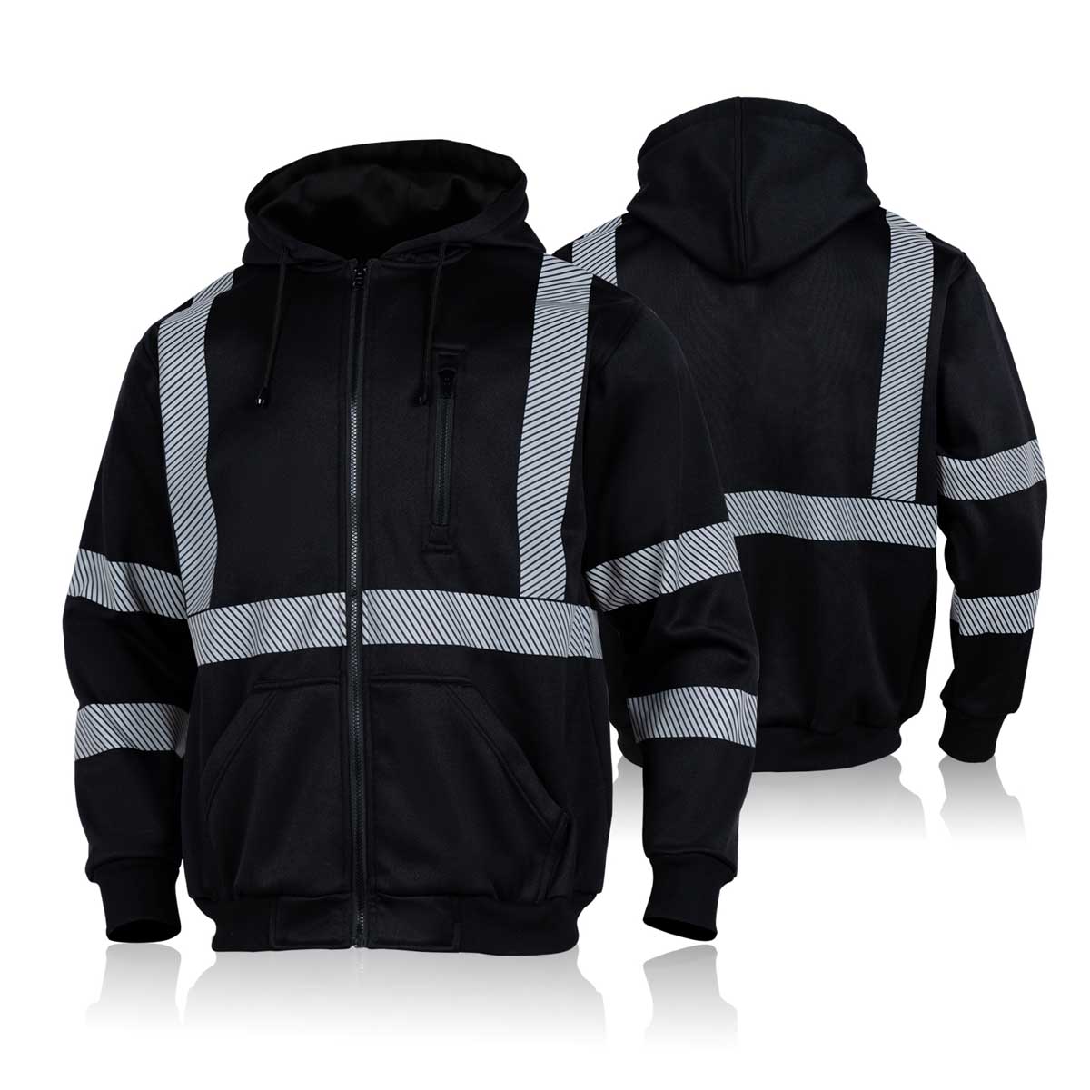 SW08 High Visibility ANSI Class 3 Reflective Safety Fleece Hoodie With ...