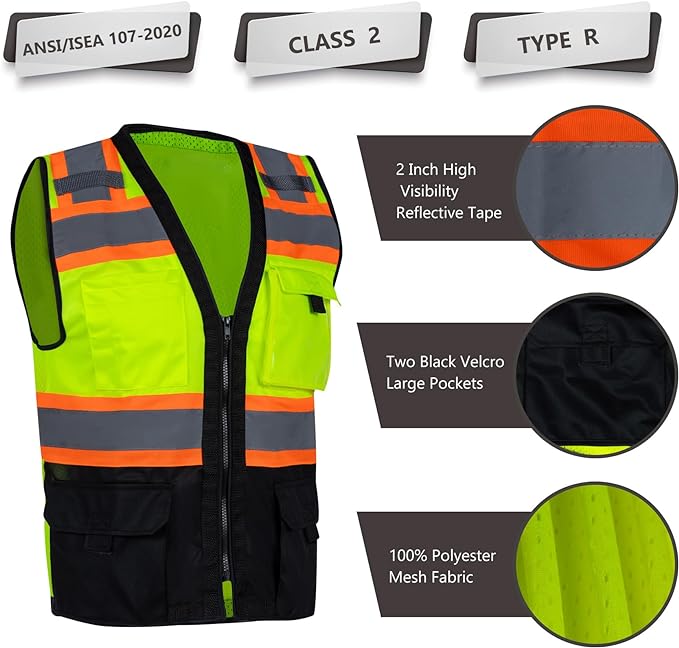 Class 2 High Visibility Work Safety Vest with Pockets– fonirra
