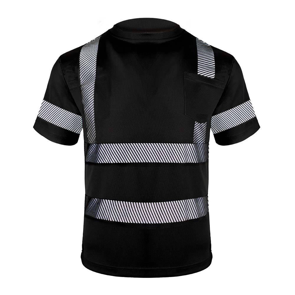 T003 Black Safety Shirts High Visibility Reflective Shirts with Pocket ...