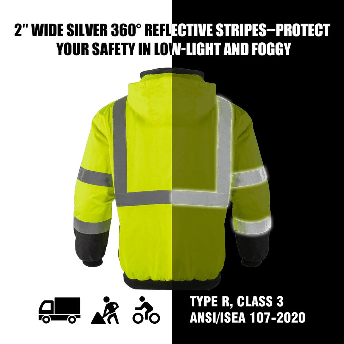 JK44 Type R Class 3 Reflective Waterproof High Visibility Work Jacket ...